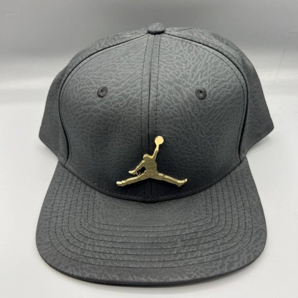 Jordan | Accessories | Air Jordan Hat Men Black Metal Logo Cement ...